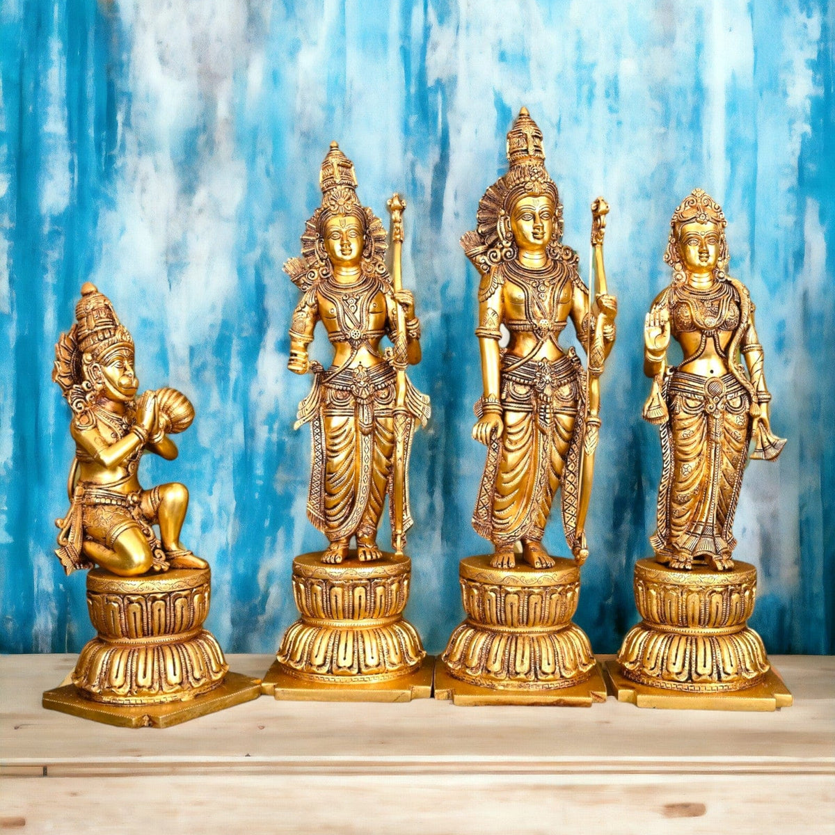 Brass Lord Rama Sita Lakshman Hanuman Darbar Statue Idol