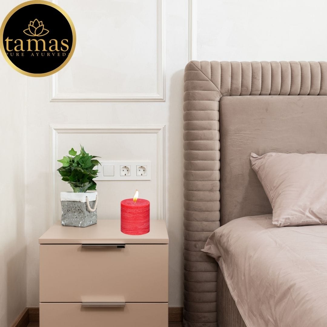 Tamas Ayurveda Red Rose Scented Marble Pillar Candle