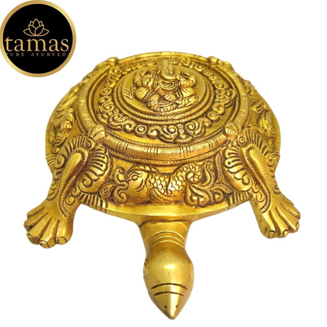 Tamas Brass Kurma Avatar Good Luck Tortoise Statue (Golden) Height: 3 ...