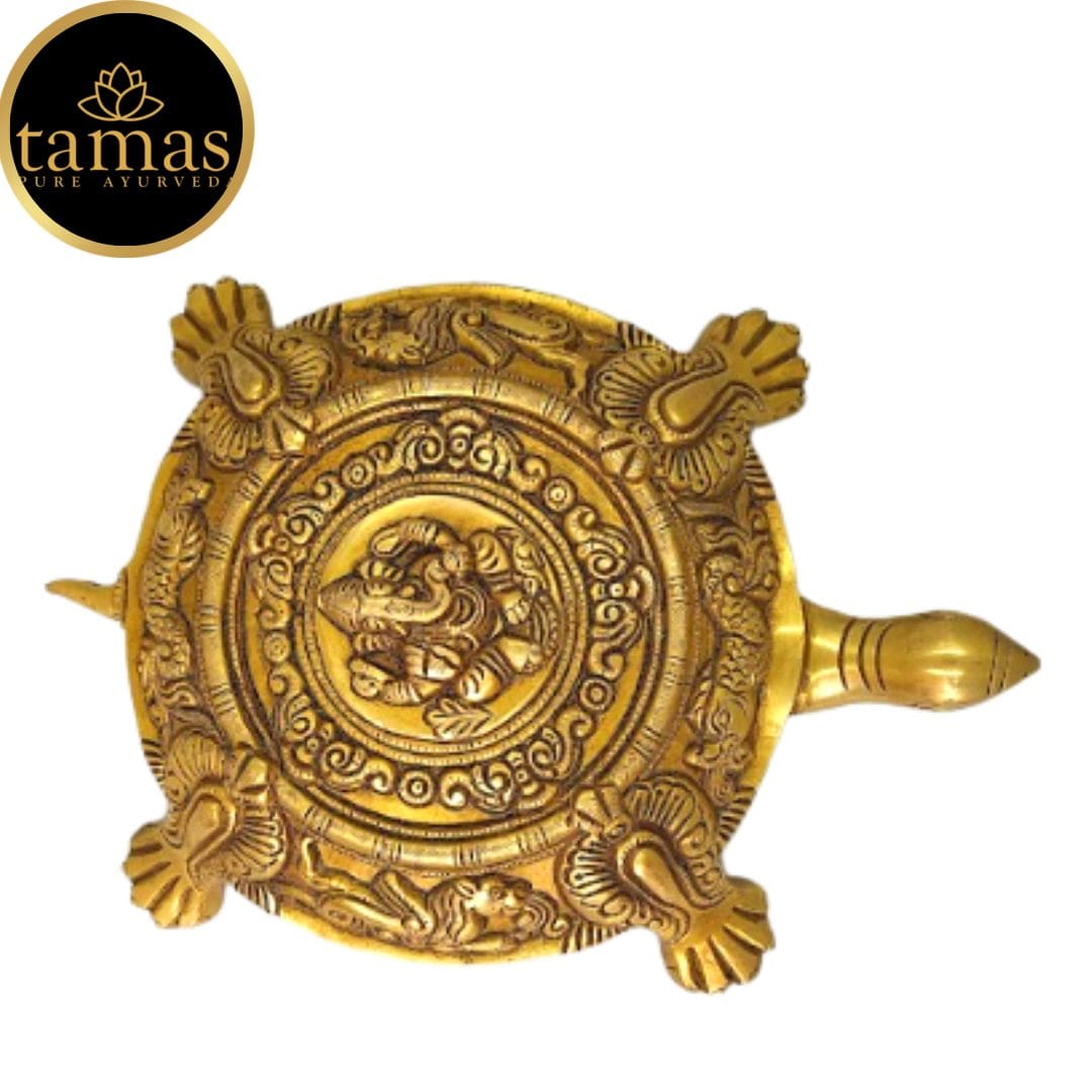 Tamas Brass Kurma Avatar Good Luck Tortoise Statue (Golden) Height: 3 ...